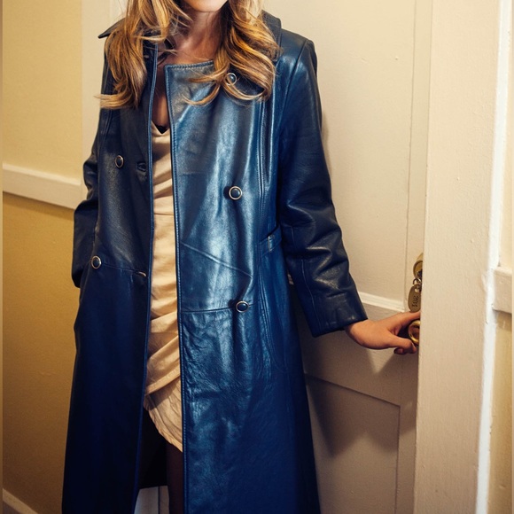 Dan Di Modes | Jackets & Coats | Vintage 97s Blue Leather Coat | Poshmark